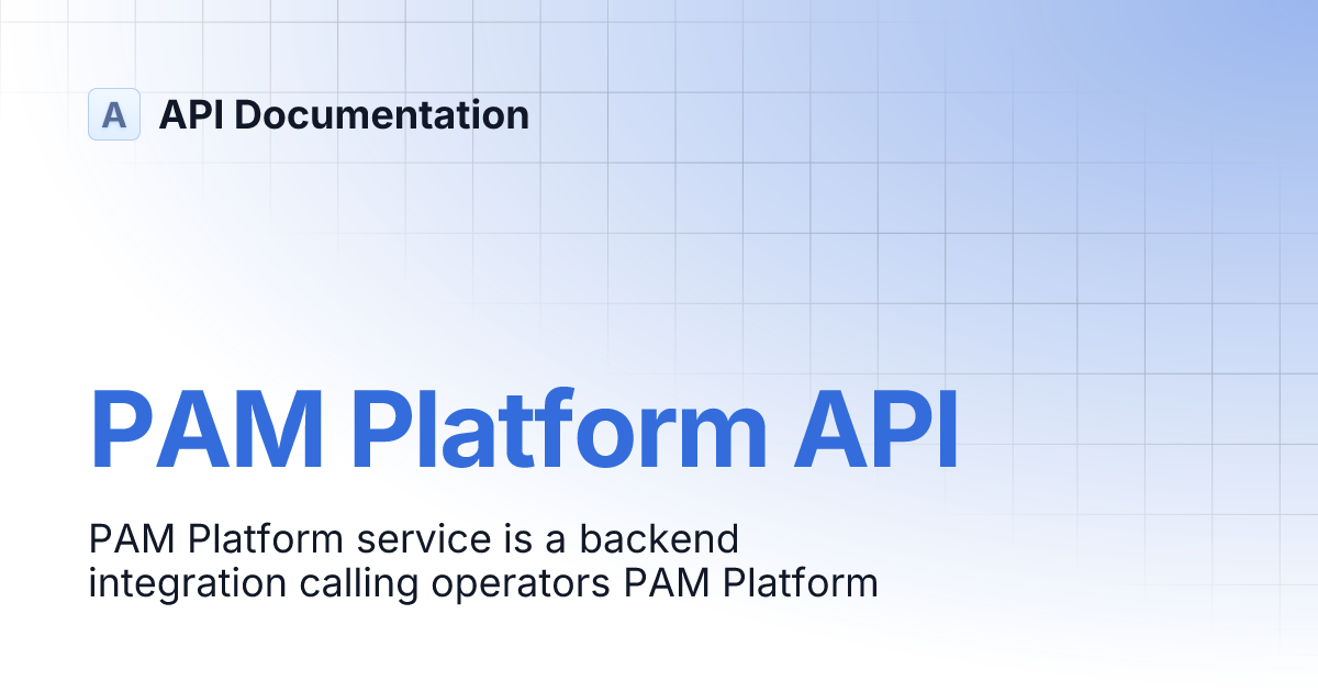PAM Platform API | API Documentation